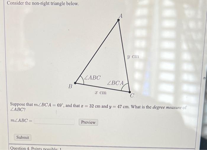 Solved Consider the non-right triangle below. Suppose that | Chegg.com