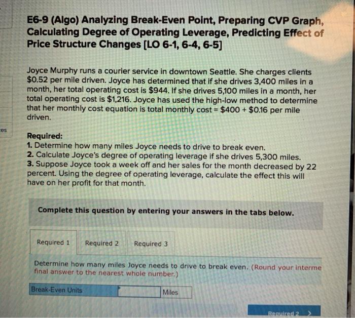 Solved E6-9 (Algo) Analyzing Break-Even Point, Preparing CVP | Chegg.com