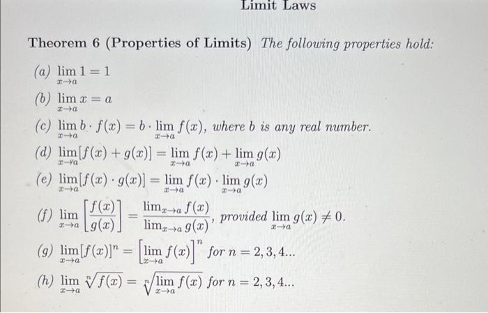Solved 12. Use Definition 5 to prove (a) limx→a1=1 (b) | Chegg.com