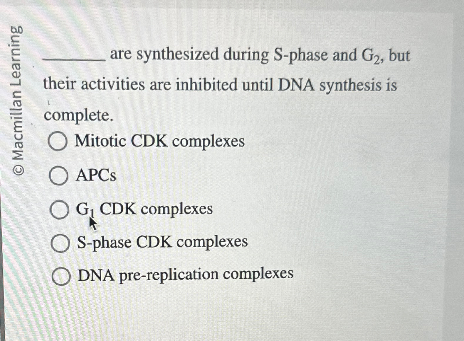 Solved are synthesized during S-phase and G2, ﻿but their | Chegg.com