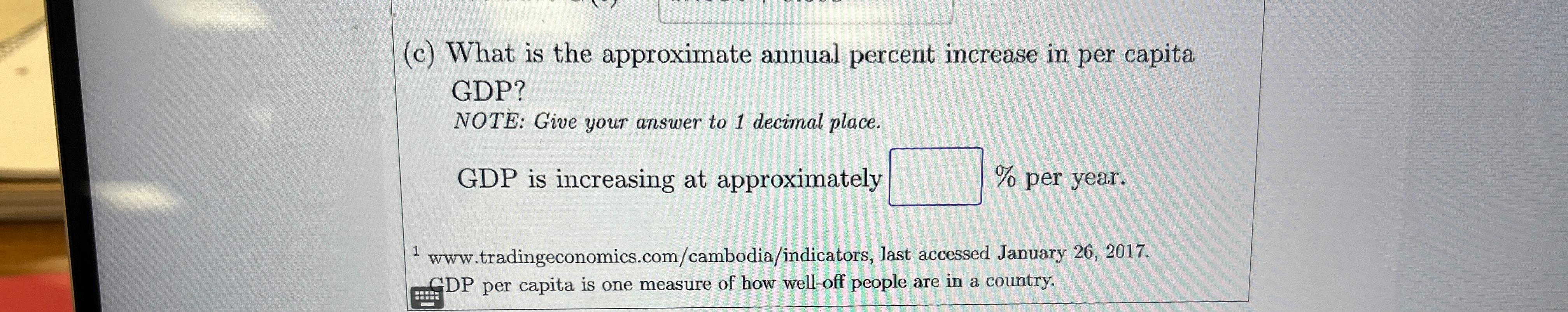 Solved (c) ﻿What is the approximate annual percent increase | Chegg.com