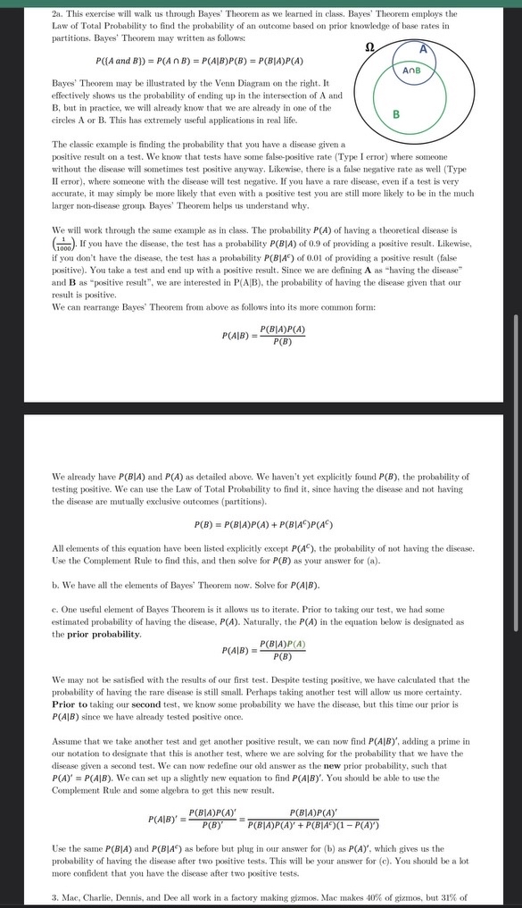 Solved 2a. ﻿This exercise will walk us through Bayes' | Chegg.com