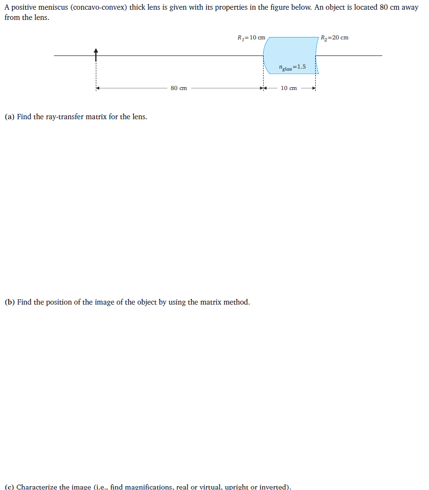 Solved A positive meniscus (concavo-convex) ﻿thick lens is | Chegg.com