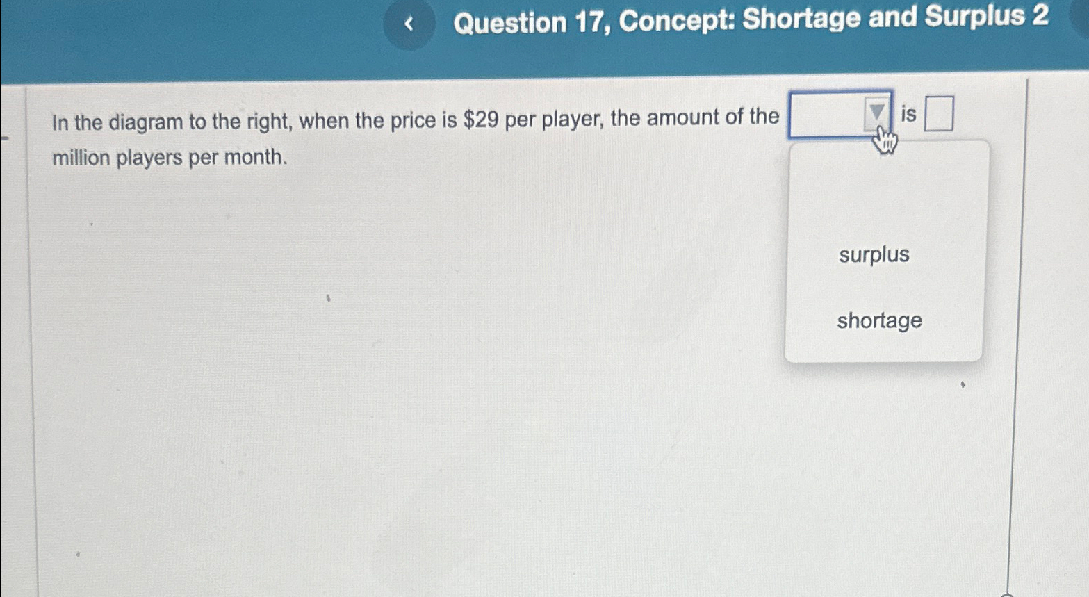 Question 17, ﻿Concept: Shortage and Surplus 2In the | Chegg.com