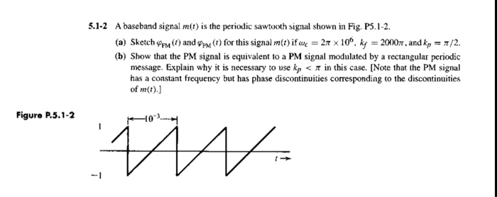 Solved 5.1-2 A baseband signal m(t) is the periodic sawtooth | Chegg.com