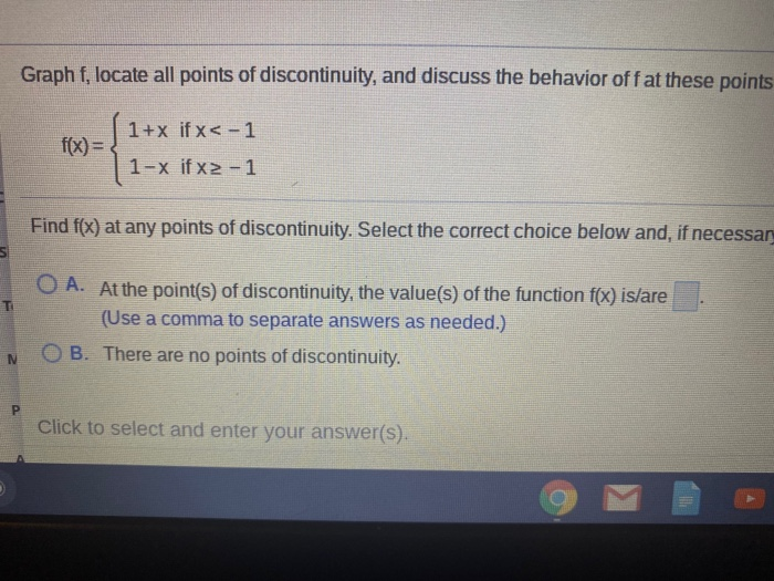 Solved G Graph f, locate all points of discontinuity, and | Chegg.com