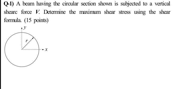 Solved Q-1) A beam having the circular section shown is | Chegg.com