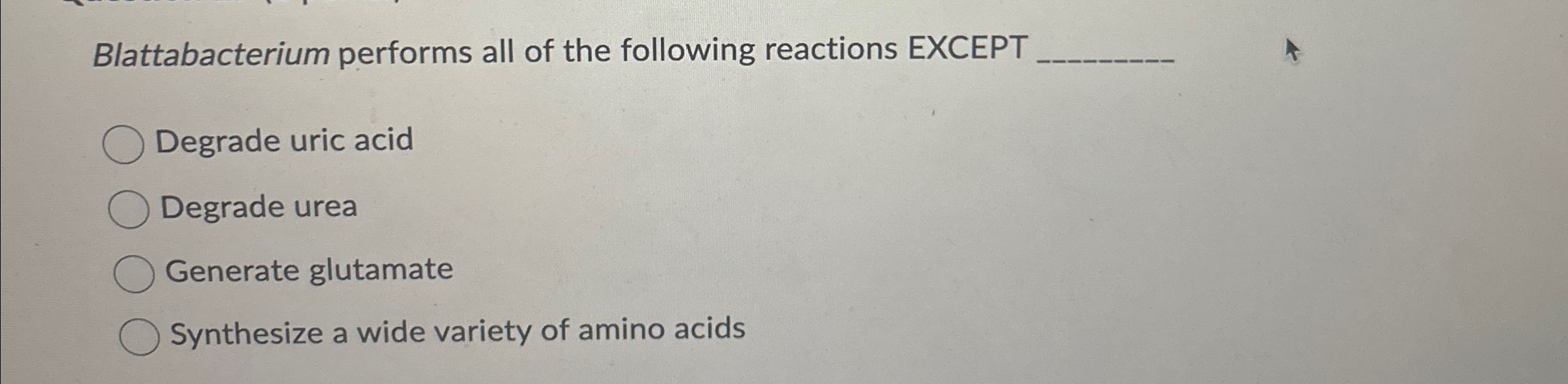 Solved Blattabacterium performs all of the following | Chegg.com