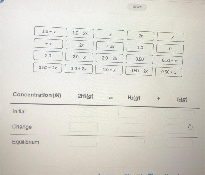Solved in the equilibrium table for the reaction of HI(g) to | Chegg.com