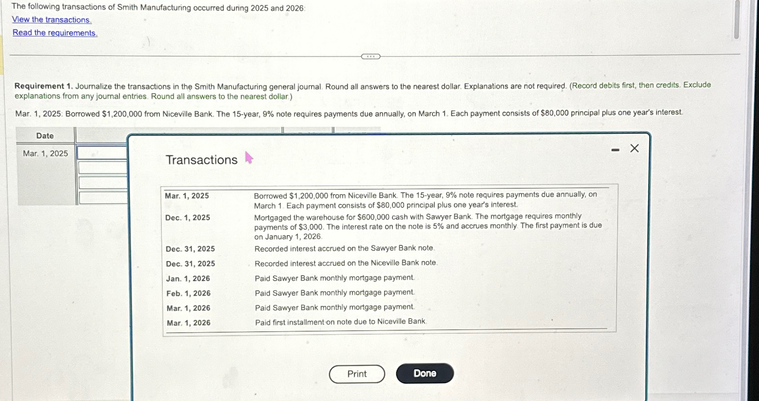 Solved The following transactions of Smith Manufacturing | Chegg.com