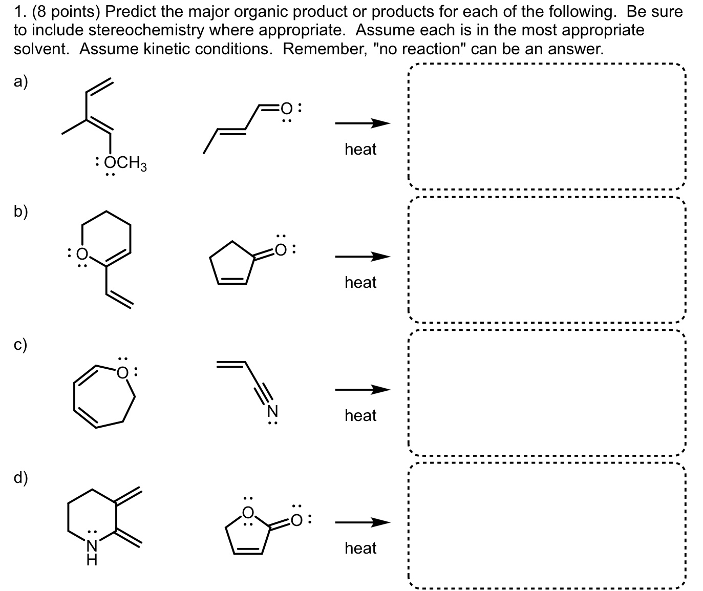 Solved 1. (8 ﻿points) ﻿Predict the major organic product or | Chegg.com