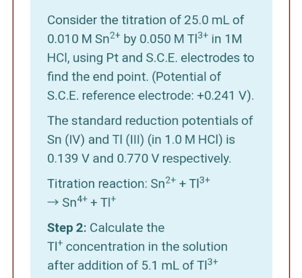Solved Consider the titration of 25.0 mL of 0.010 M Sn2+ by | Chegg.com