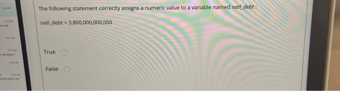The following statement correctly assigns a numeric | Chegg.com