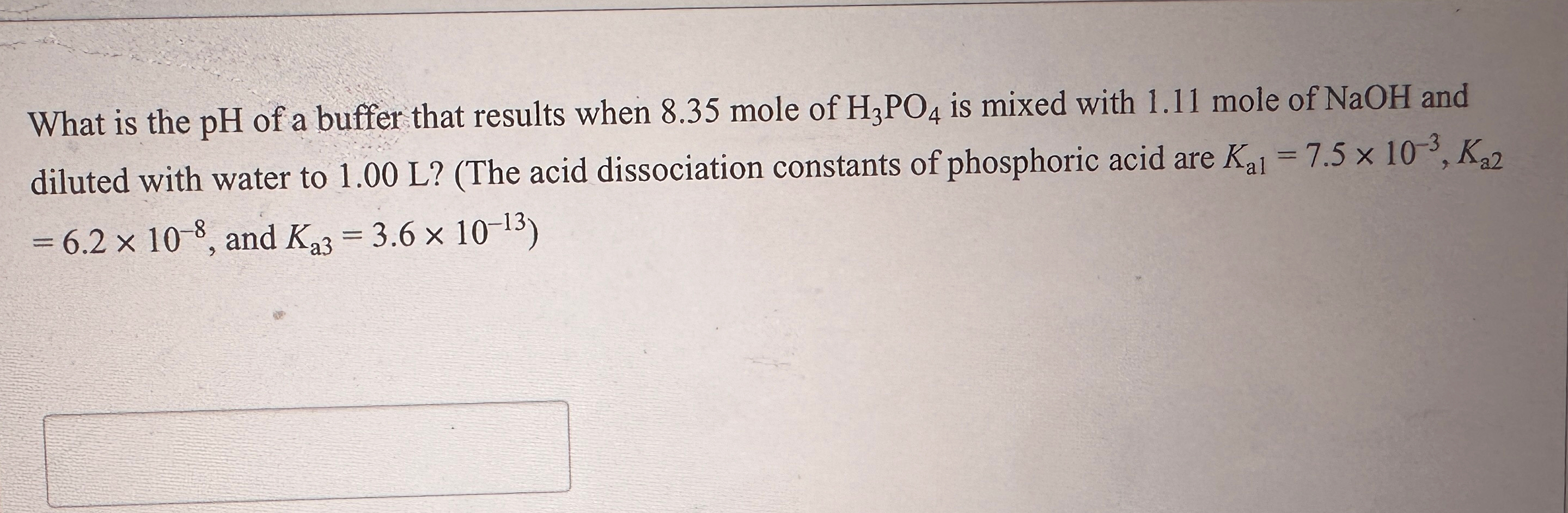 Solved What is the pH ﻿of a buffer that results when 8.35 | Chegg.com