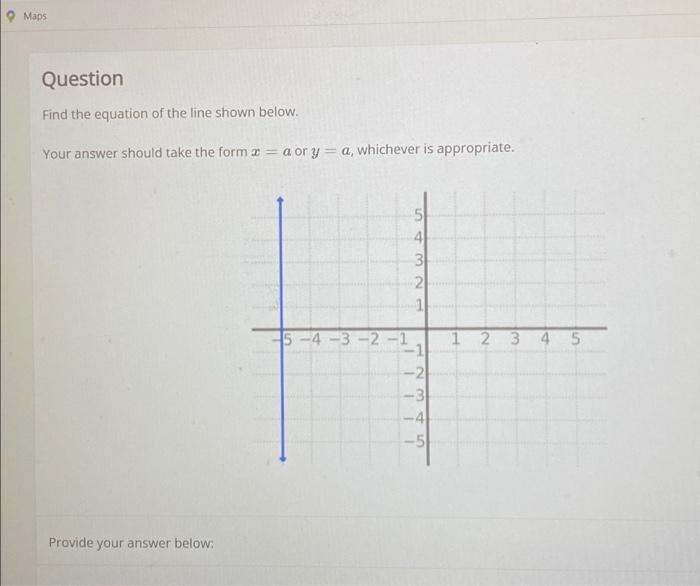 Solved Maps Question Find the equation of the line shown | Chegg.com