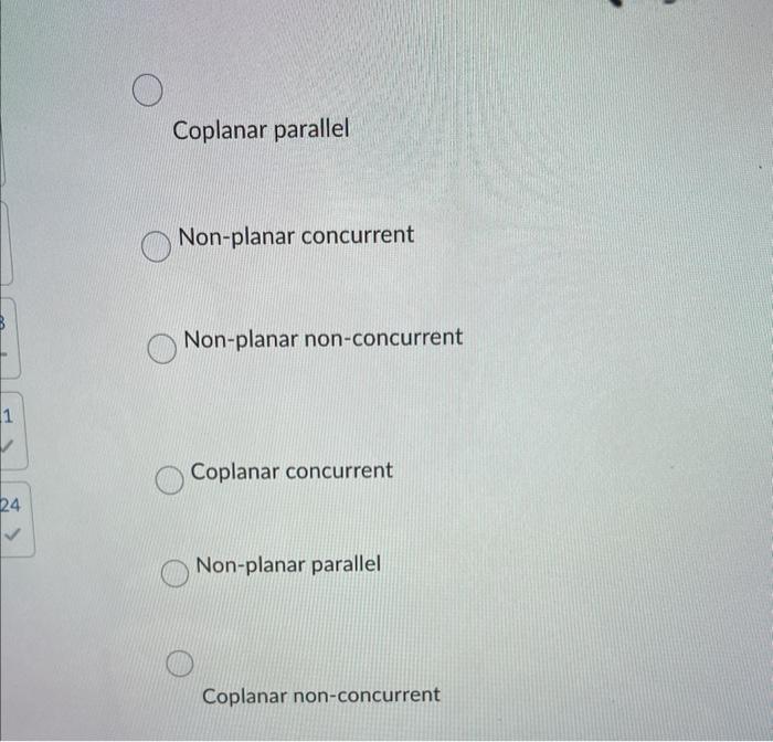 Solved Name this force system Coplanar parallel Coplanar | Chegg.com