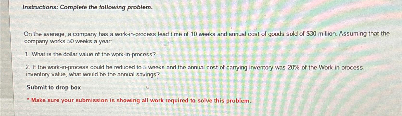 Solved Instructions: Complete the following problem.On the | Chegg.com