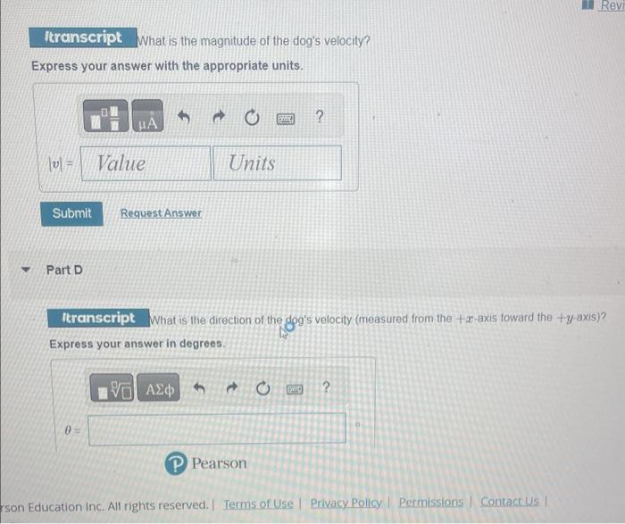 Solved A dog running in an open field has components of | Chegg.com
