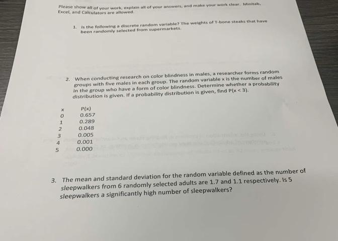 Solved Please show all of vour work, explain all of your | Chegg.com