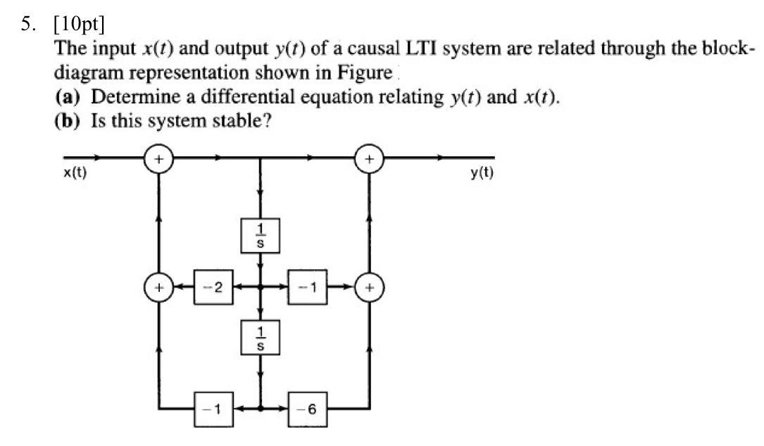 [10pt]The input x(t) ﻿and output y(t) ﻿of a causal | Chegg.com