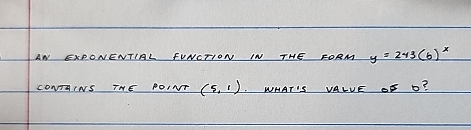 Solved AN EXPONENTIAL FUNCTION IN THE FORM y=243(b)x | Chegg.com