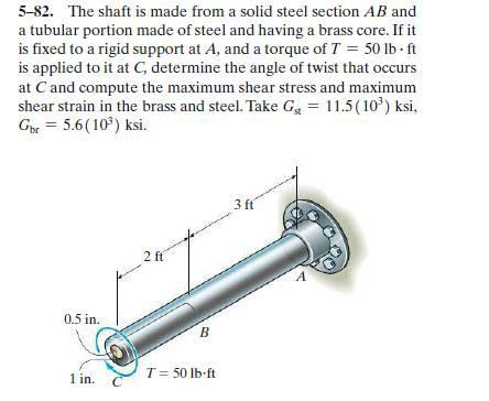 Solved 5-82. The shaft is made from a solid steel section AB | Chegg.com