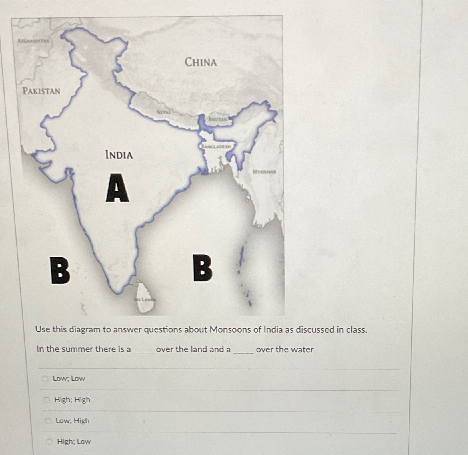 Solved Use this diagram to answer questions about Monsoons | Chegg.com