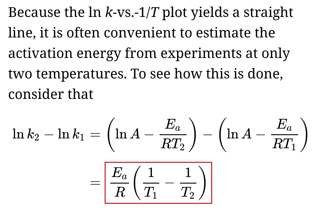 Solved Because the lnk-vs. -1T ﻿plot yields a straight line, | Chegg.com