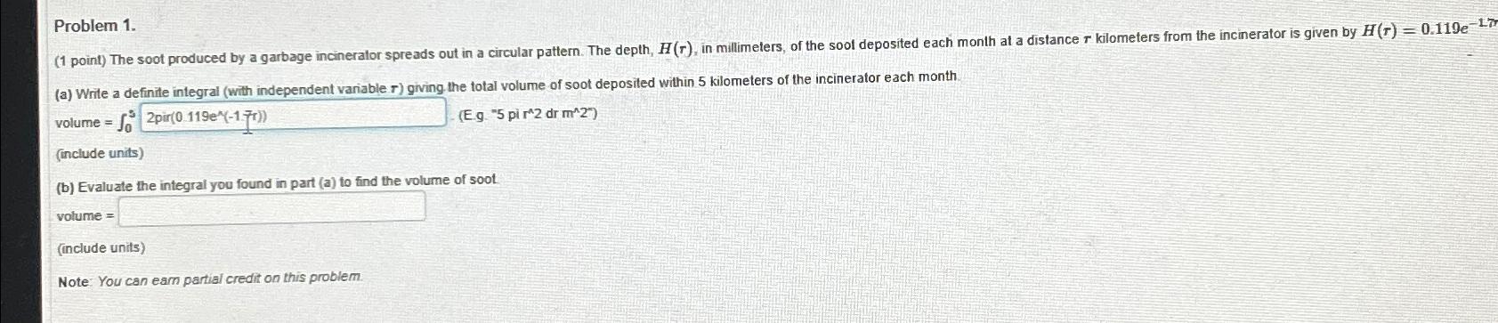 Solved Problem 1.(1 ﻿point) ﻿The soot produced by a garbage | Chegg.com