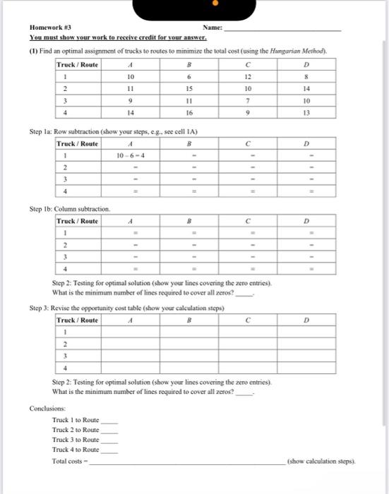 Solved Homework \#3 Name: You must show your work to receive | Chegg.com