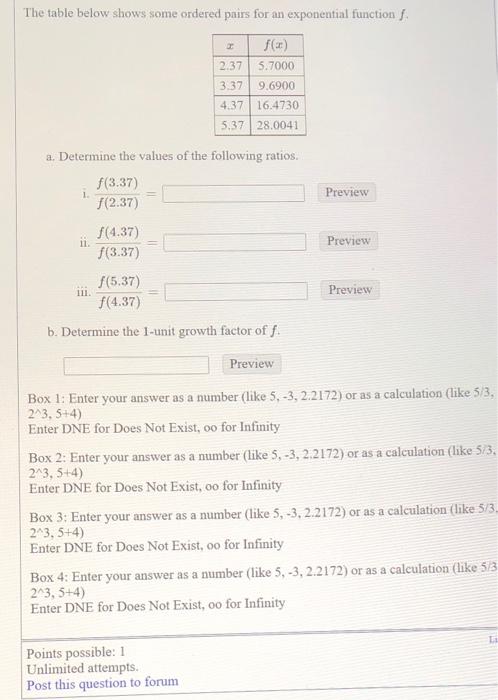 Solved The table below shows some ordered pairs for an | Chegg.com