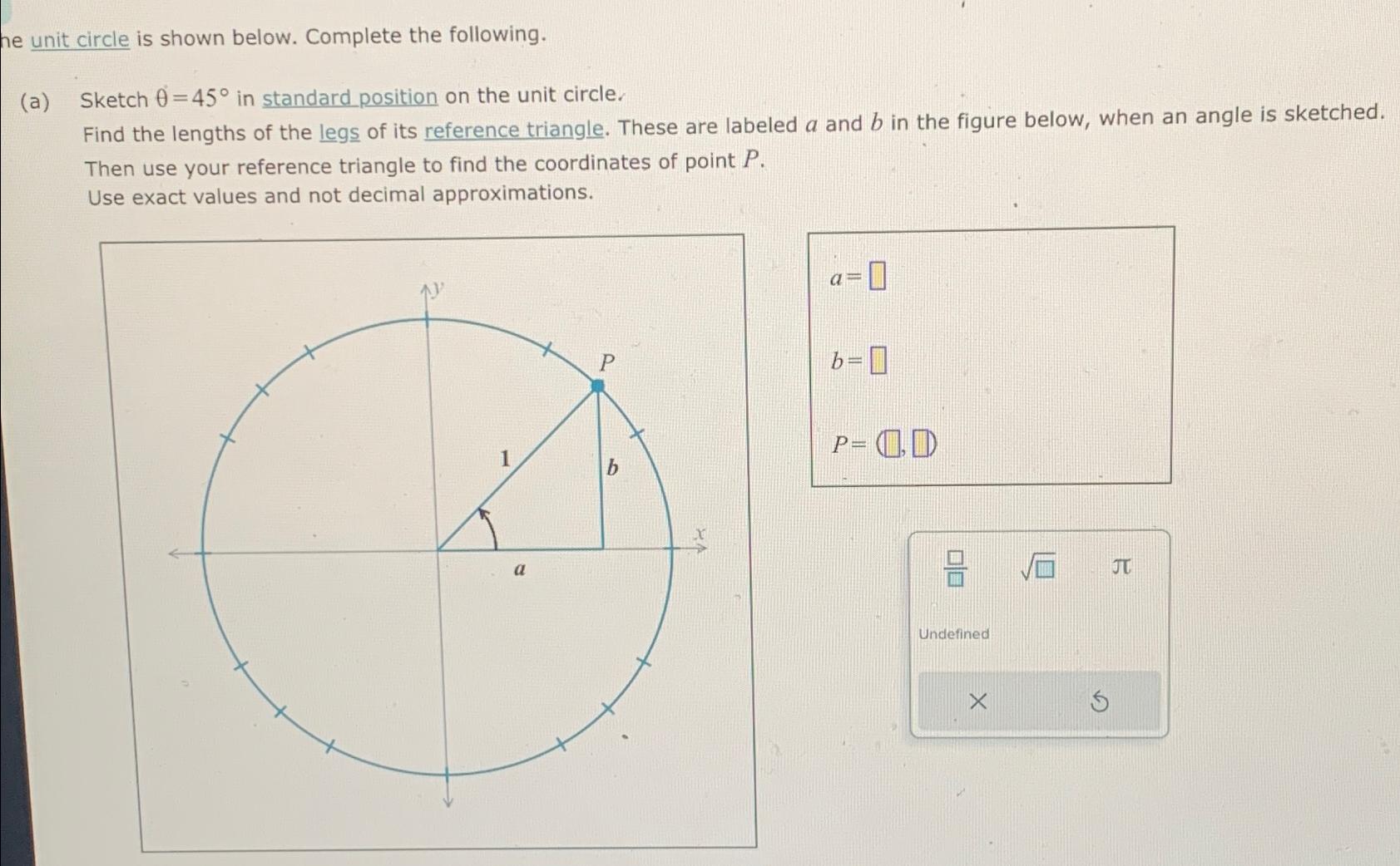 Solved unit circle is shown below. Complete the | Chegg.com