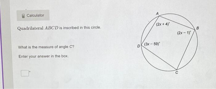 Solved Quadrilateral ABCD is inscribed in this circle. What | Chegg.com