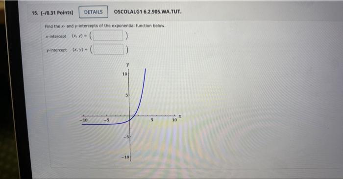 Solved Find the x and y-intercepts of the exponential | Chegg.com
