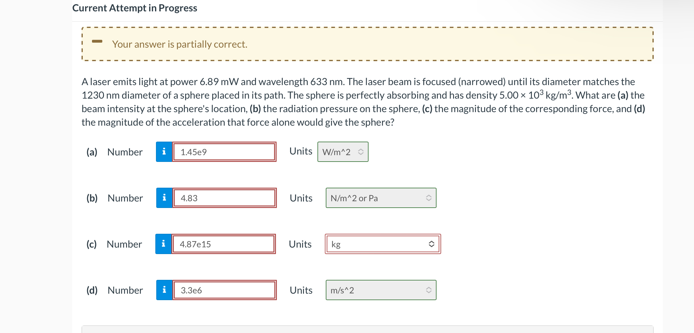 Solved A laser emits light at power 6.89 ﻿mW and wavelength | Chegg.com