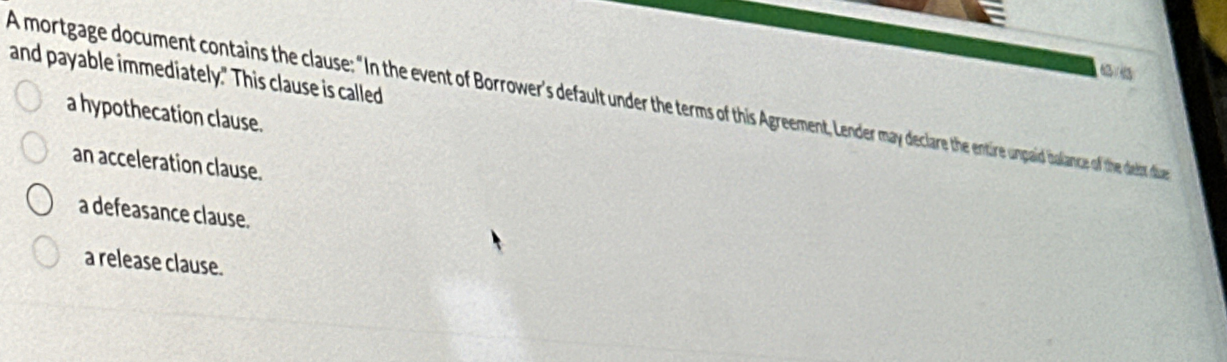 Solved and payable immediately." This clause is calleda | Chegg.com