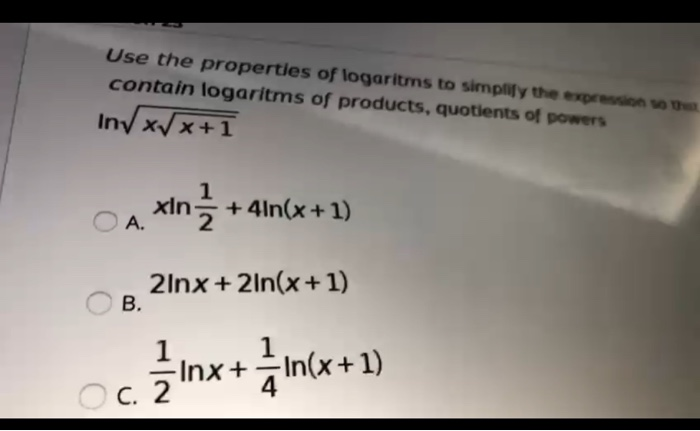 Solved Use the properties of logaritms to simplify the | Chegg.com