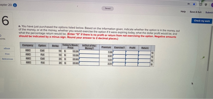 Solved apter 20 6 Help Save & Exit Submit Check my work a. | Chegg.com