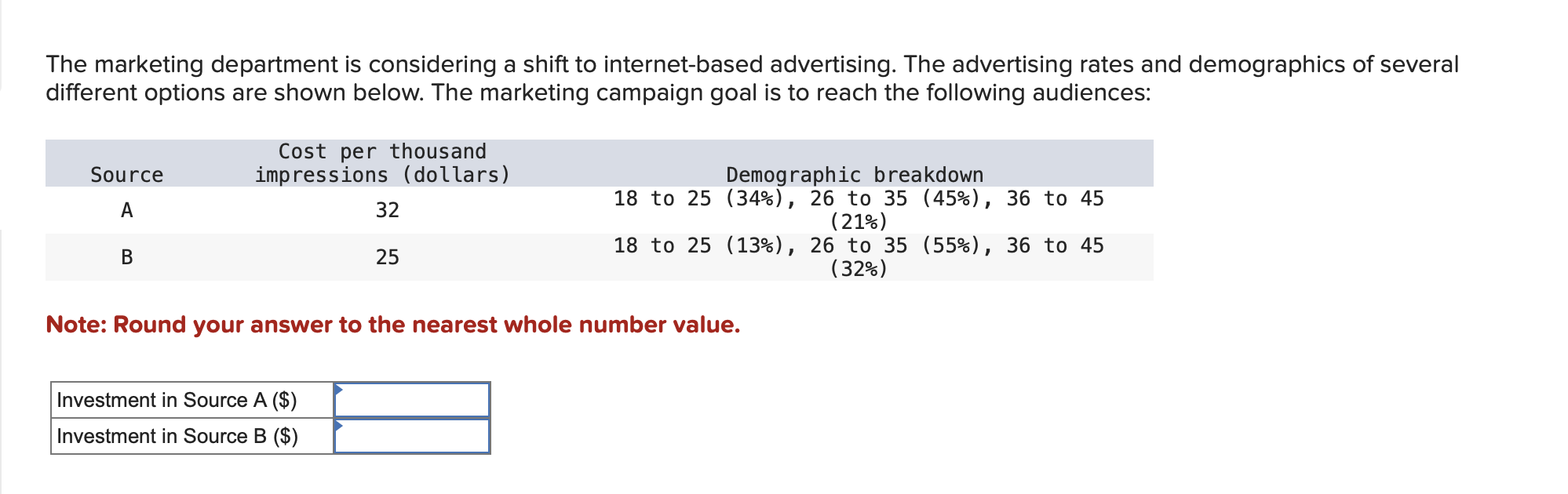 Solved The marketing department is considering a shift to | Chegg.com