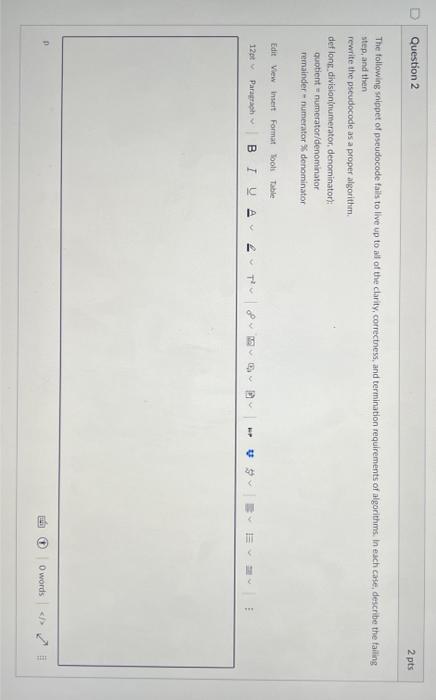 Solved The following snippet of pseudocode fails to live up | Chegg.com Solved The following snippet of pseudocode fails to live up | Chegg.com