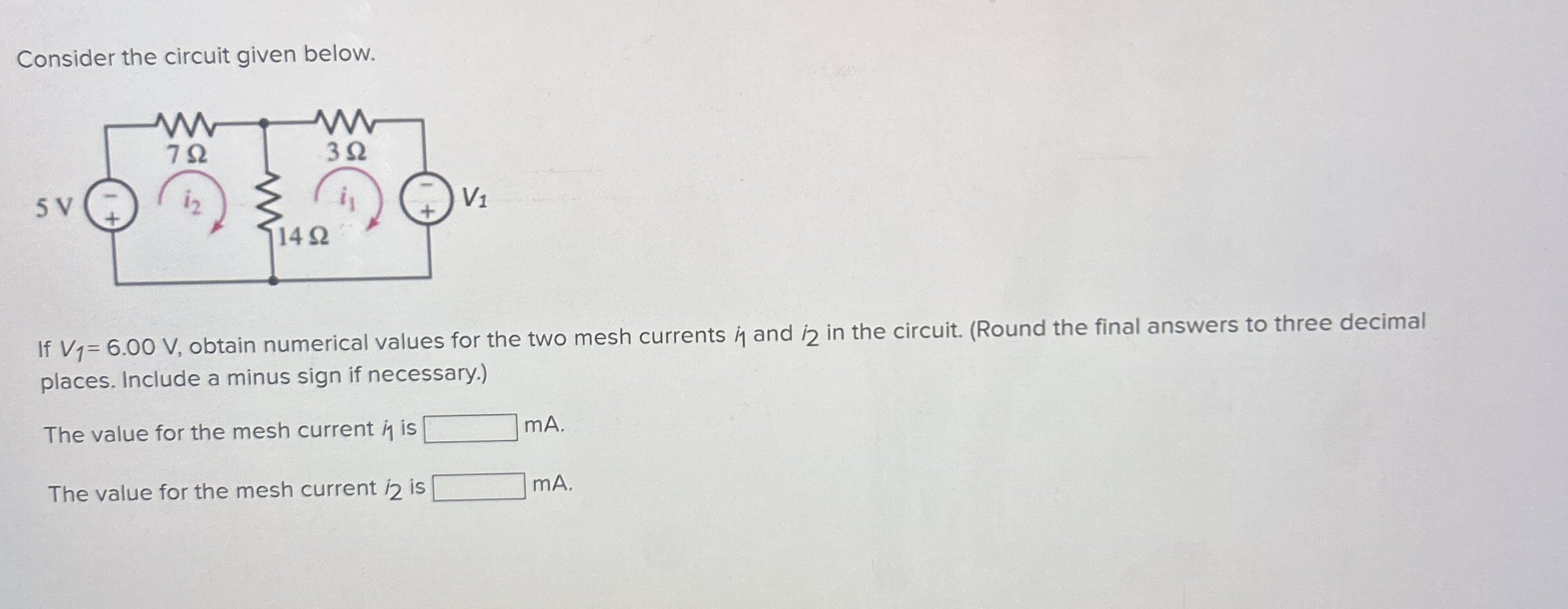Consider the circuit given below.If V1=6.00V, ﻿obtain | Chegg.com