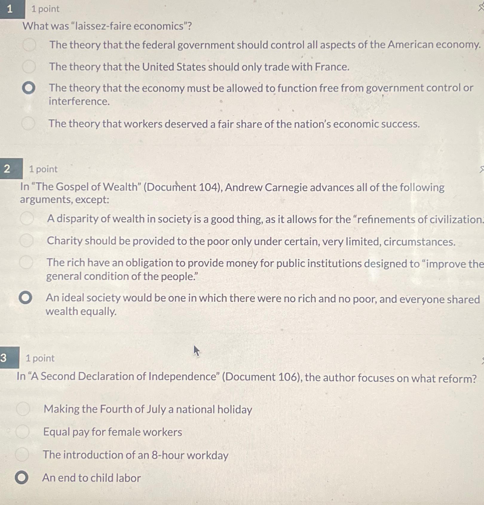 Solved 11 ﻿pointWhat was "laissez-faire economics"?The | Chegg.com