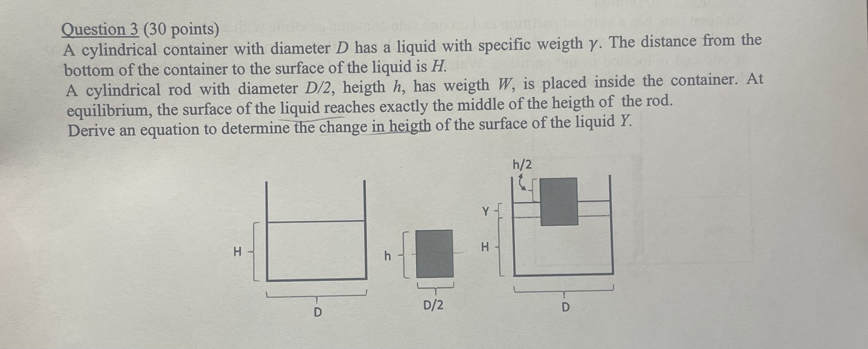 Solved Question 3 ( 30 ﻿points)A cylindrical container with | Chegg.com
