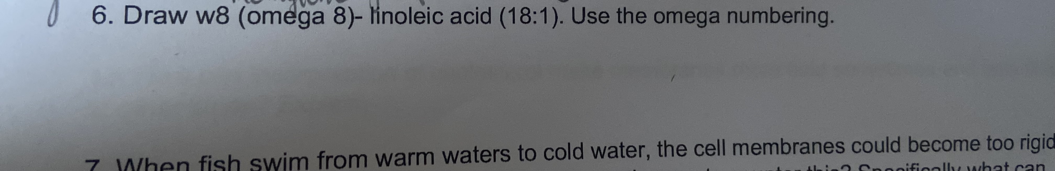 Solved Draw w8 (omega 8)- ﻿linoleic acid (18:1). ﻿Use the | Chegg.com