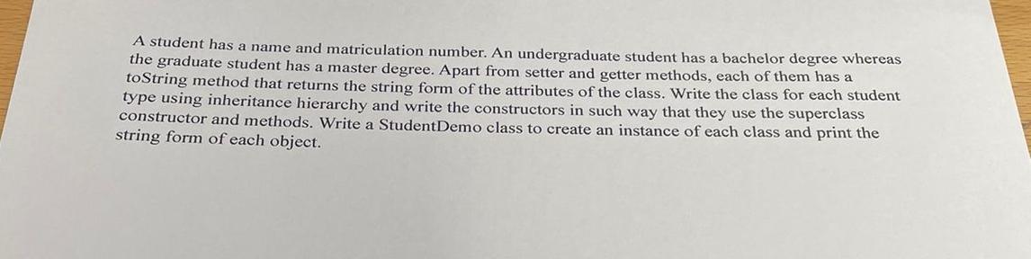 Solved A student has a name and matriculation number. An | Chegg.com