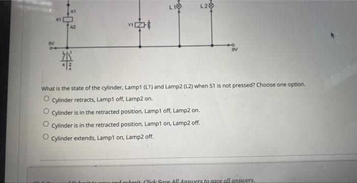 Solved What is the state of the cylinder, Lamp1 (L1) and | Chegg.com