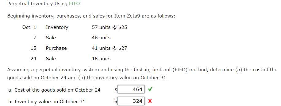 Solved Perpetual Inventory Using FIFOBeginning inventory, | Chegg.com