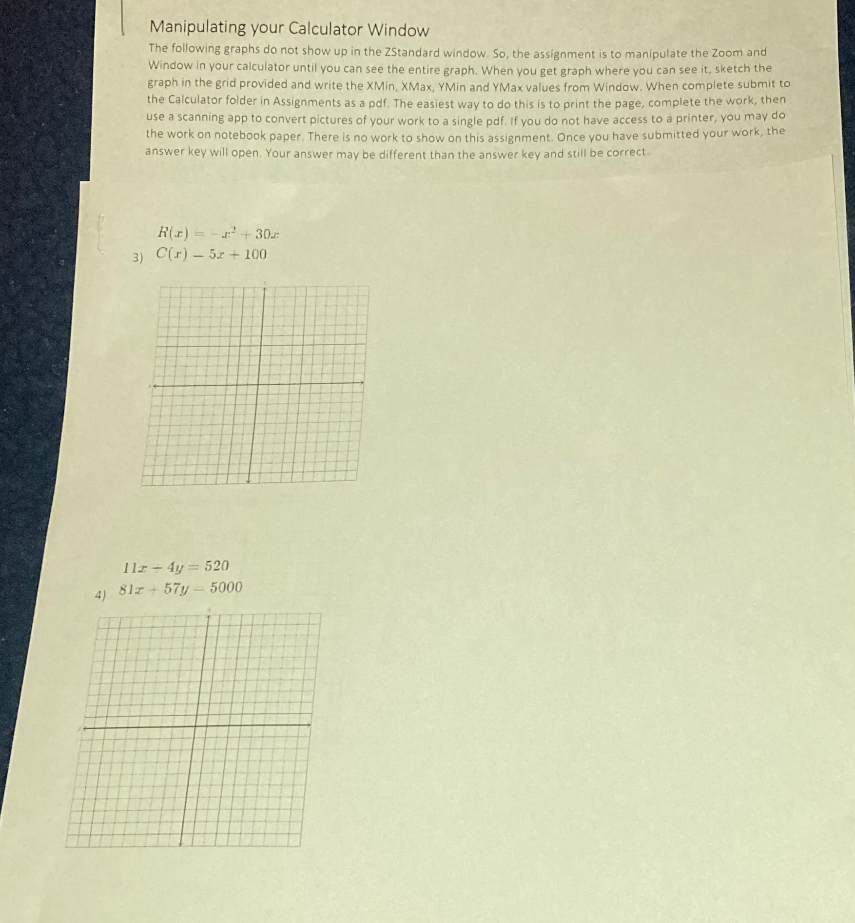 Solved Manipulating your Calculator WindowThe following | Chegg.com