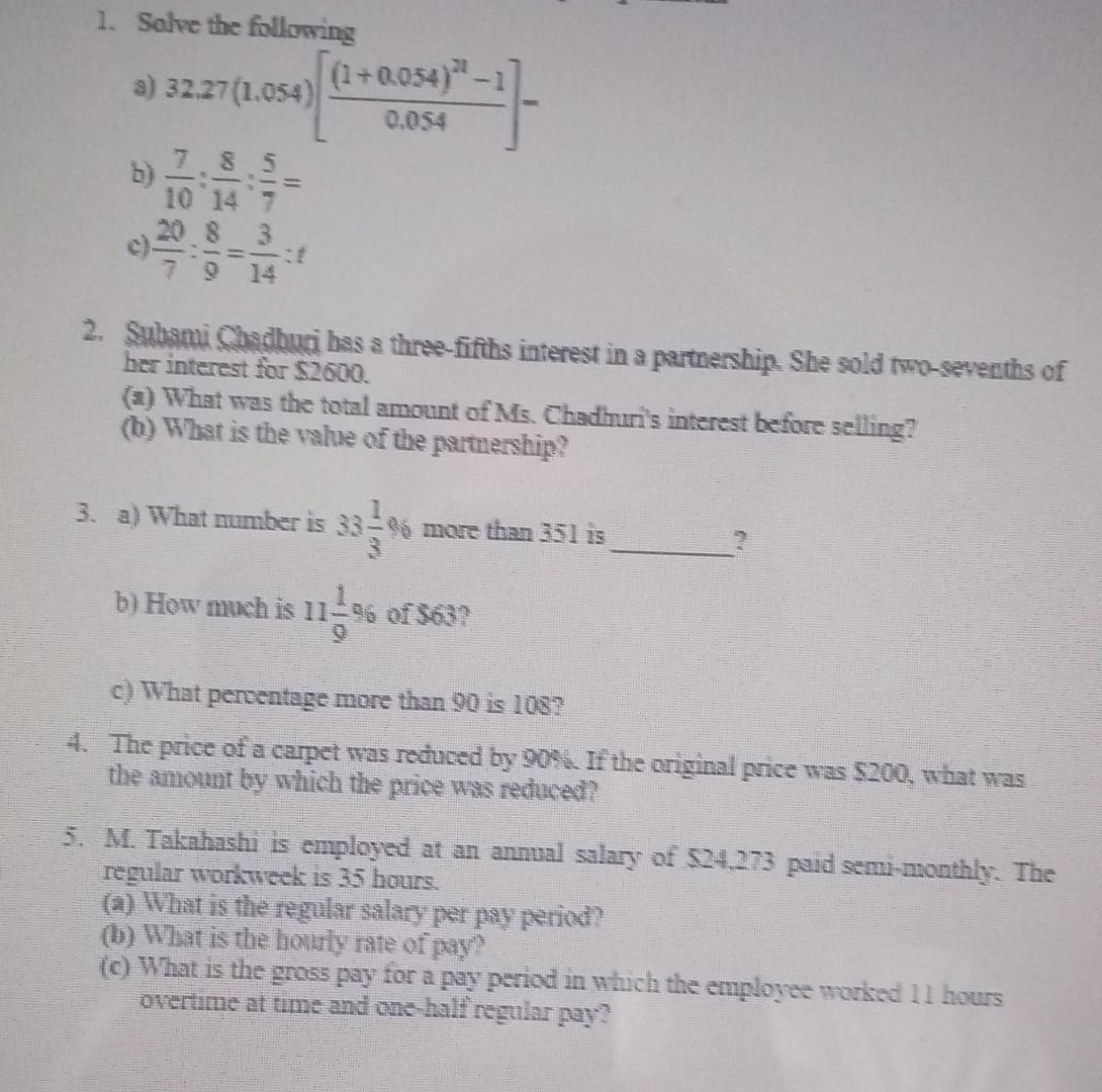 Solved 1. Solve the following a) 32.27 (1.054) 785 10 14 20 | Chegg.com