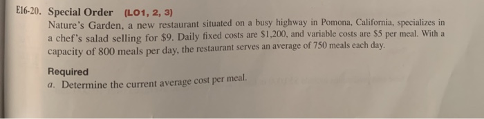 Solved E16-20. Special Order (L01, 2, 3) Nature's Garden, a | Chegg.com